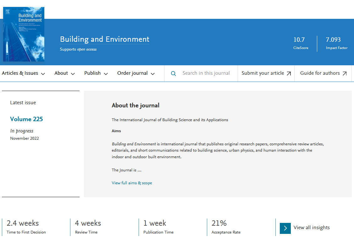 周孟丽同学的论文被《Building and Environment》录用 – 绿色建筑与建成环境前沿交叉研究中心